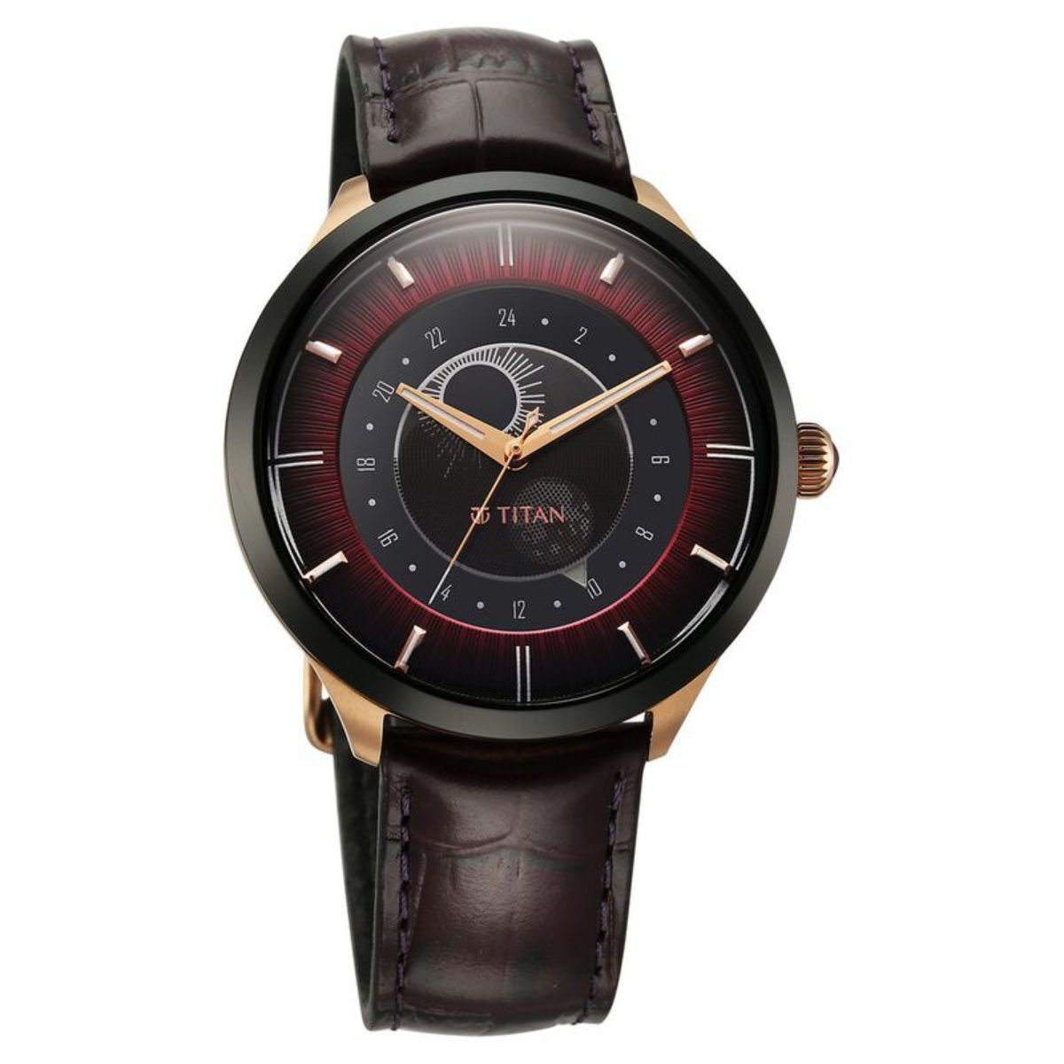 Buy Titan Men Regalia Stellar 2 Purple Dial Leather Watch - 10028KL01 ...