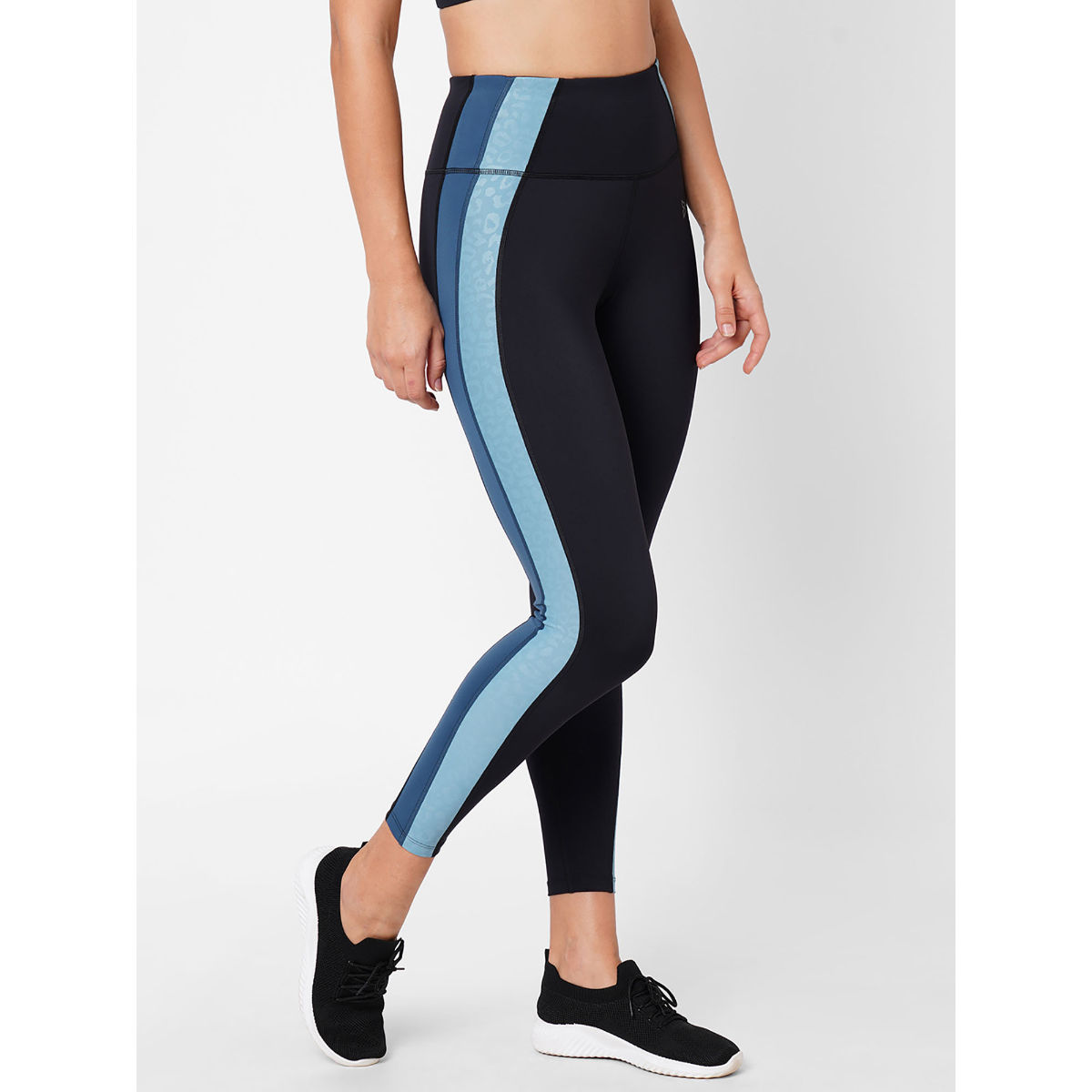 Buy BODD ACTIVE Teal & Black Wavy Leggings Online