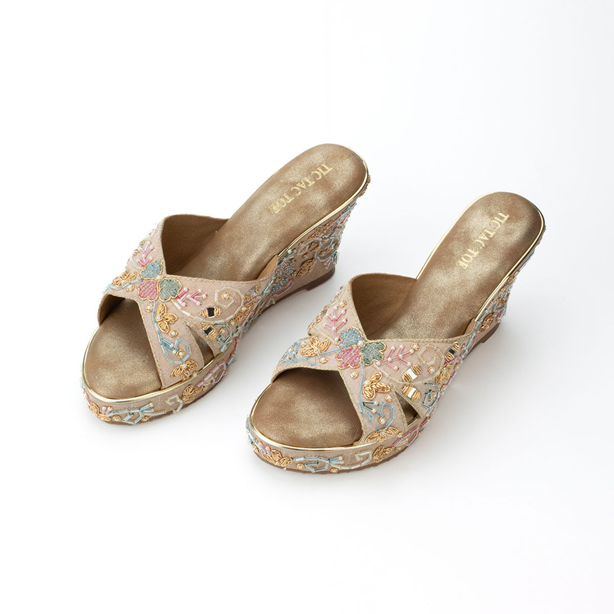 Buy Tic Tac Toe Nude Multi Katdana Heel Work Wedges Online