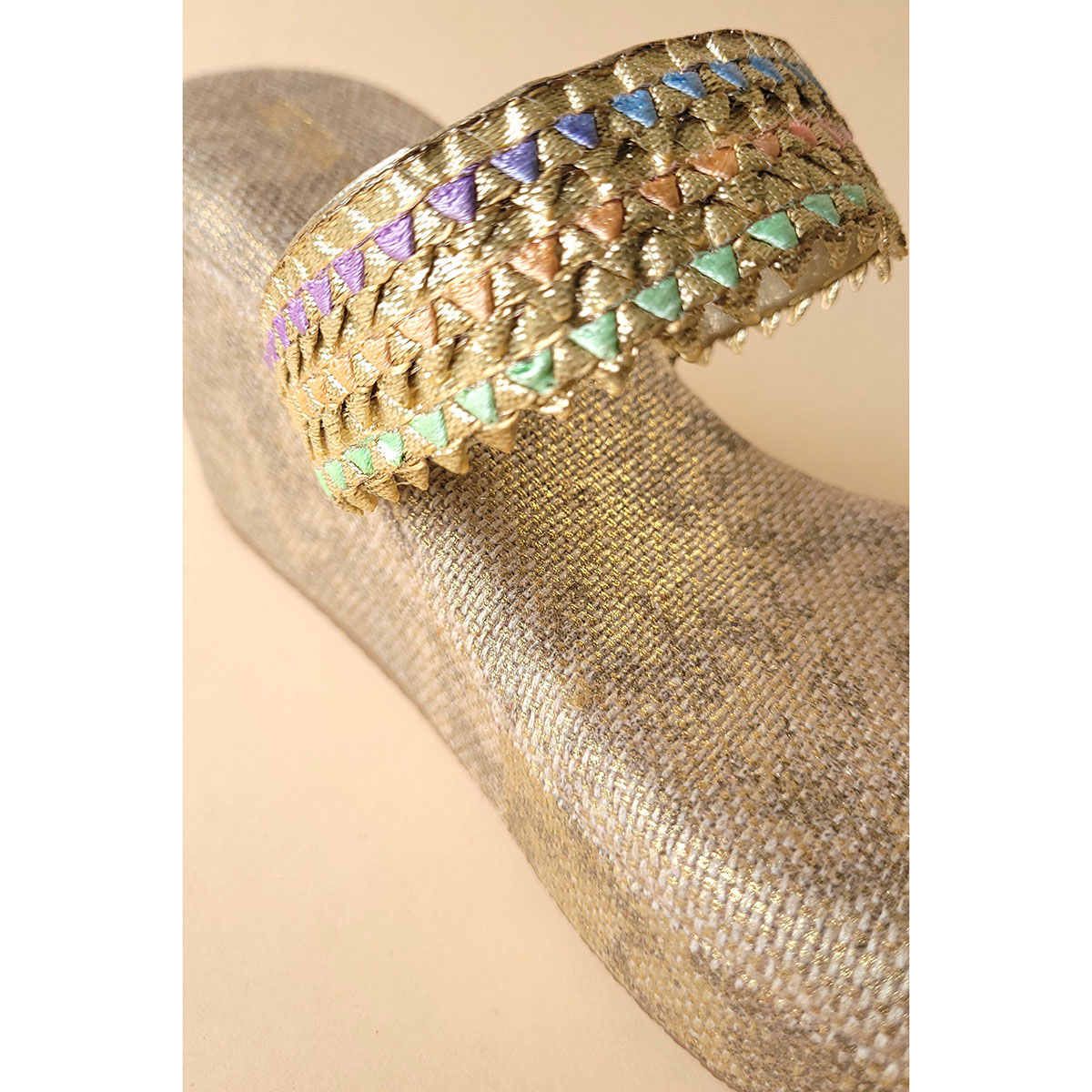 Buy Tic Tac Toe Multi-Color Lace Angootha Wedge Sandals Online