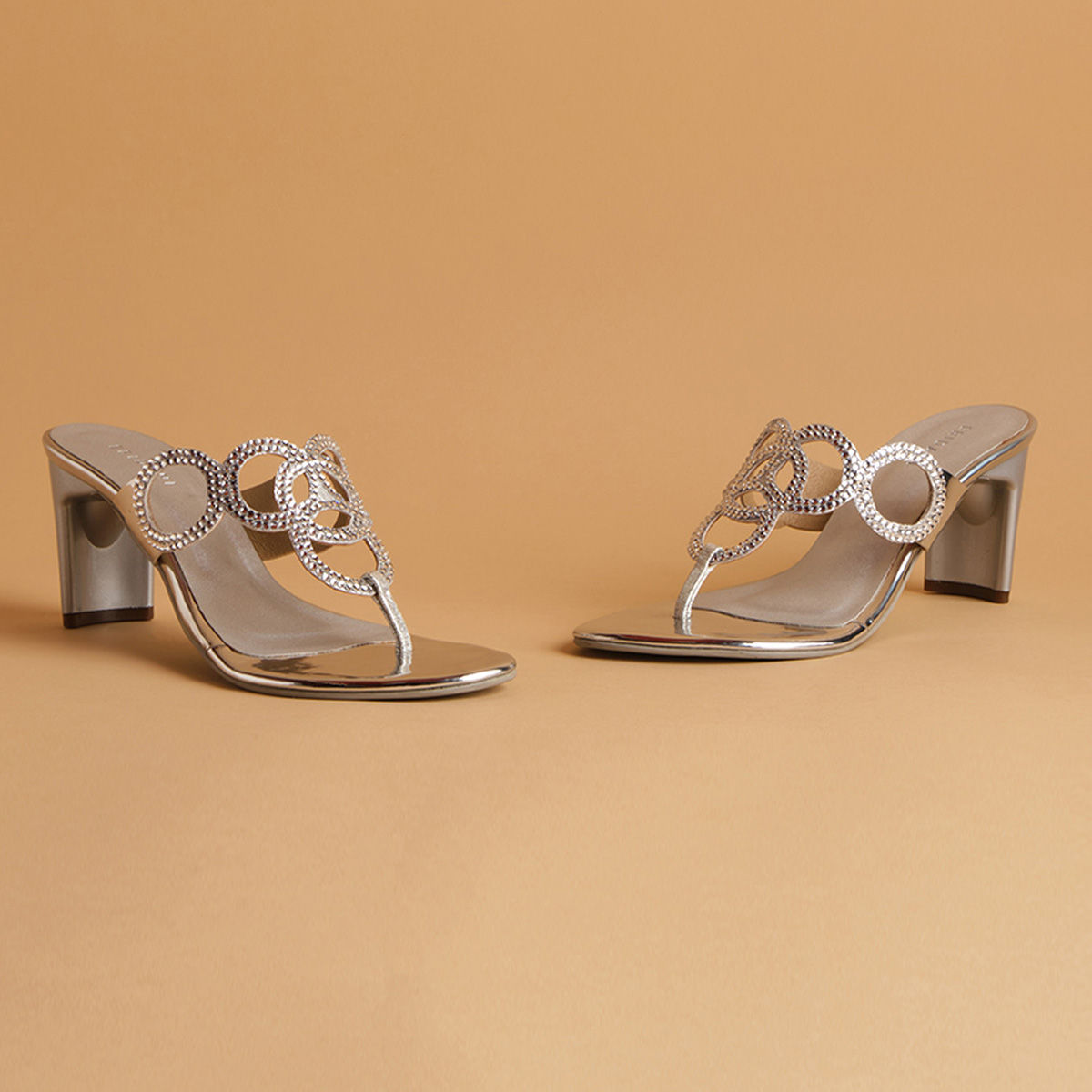 Eridani Embellished Silver Quinn Heels: Buy Eridani Embellished Silver ...