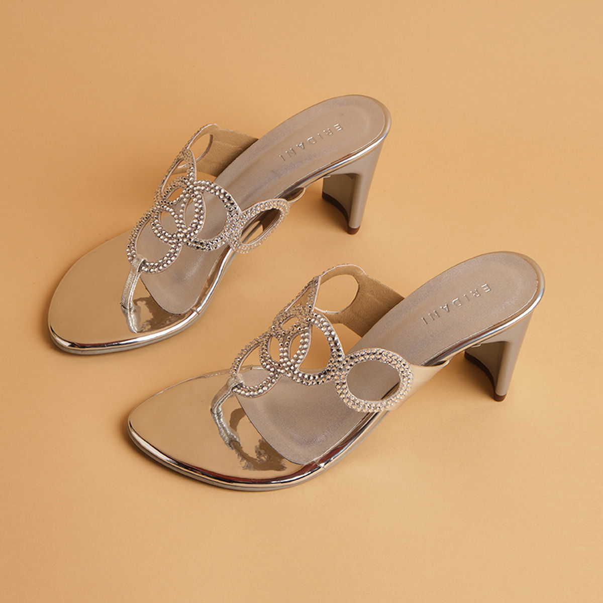 Eridani Embellished Silver Quinn Heels: Buy Eridani Embellished Silver ...