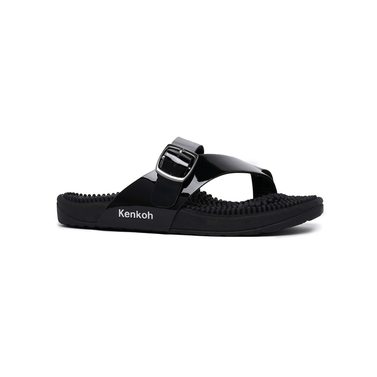 Buy Kenkoh Nara Black Solid Flipflops Online