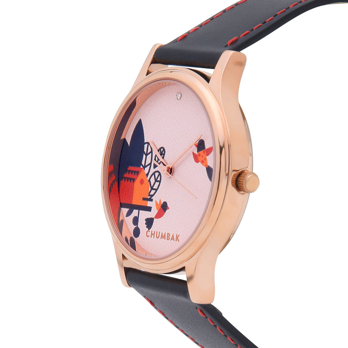 Buy Chumbak Floral Bird Wrist Watch - Black Online