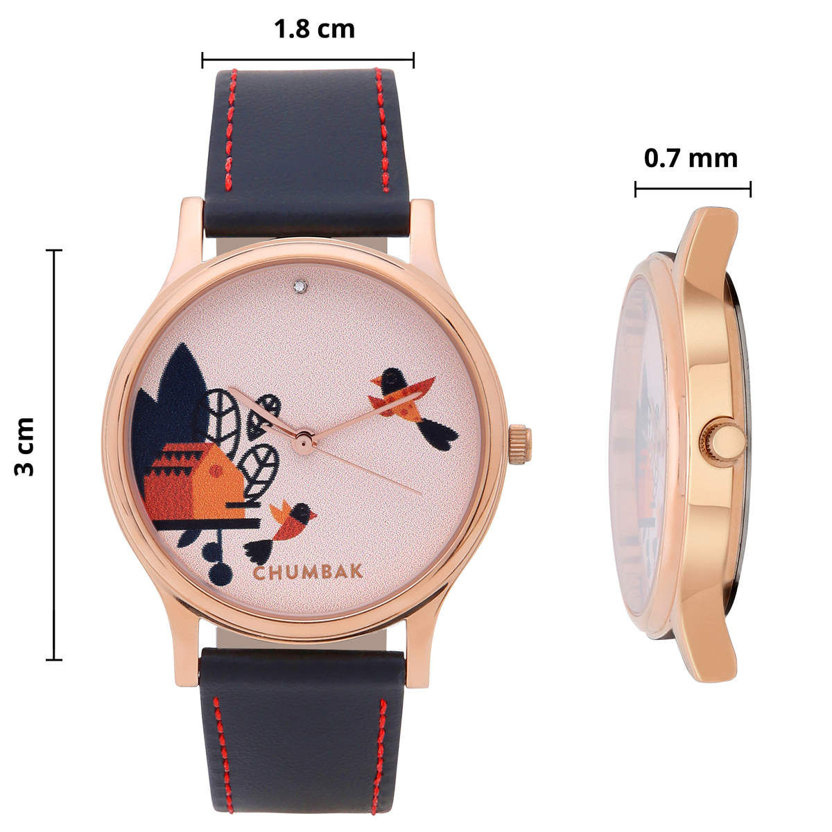 Buy Chumbak Floral Bird Wrist Watch - Black Online