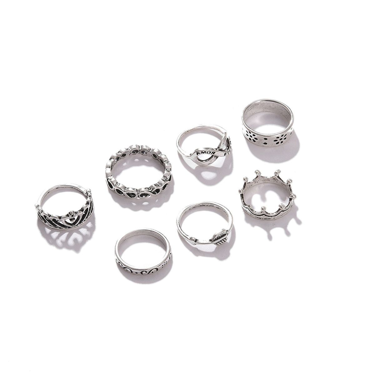 Buy SOHI Women Oxidised Multi-Layer Ring - Silver Online