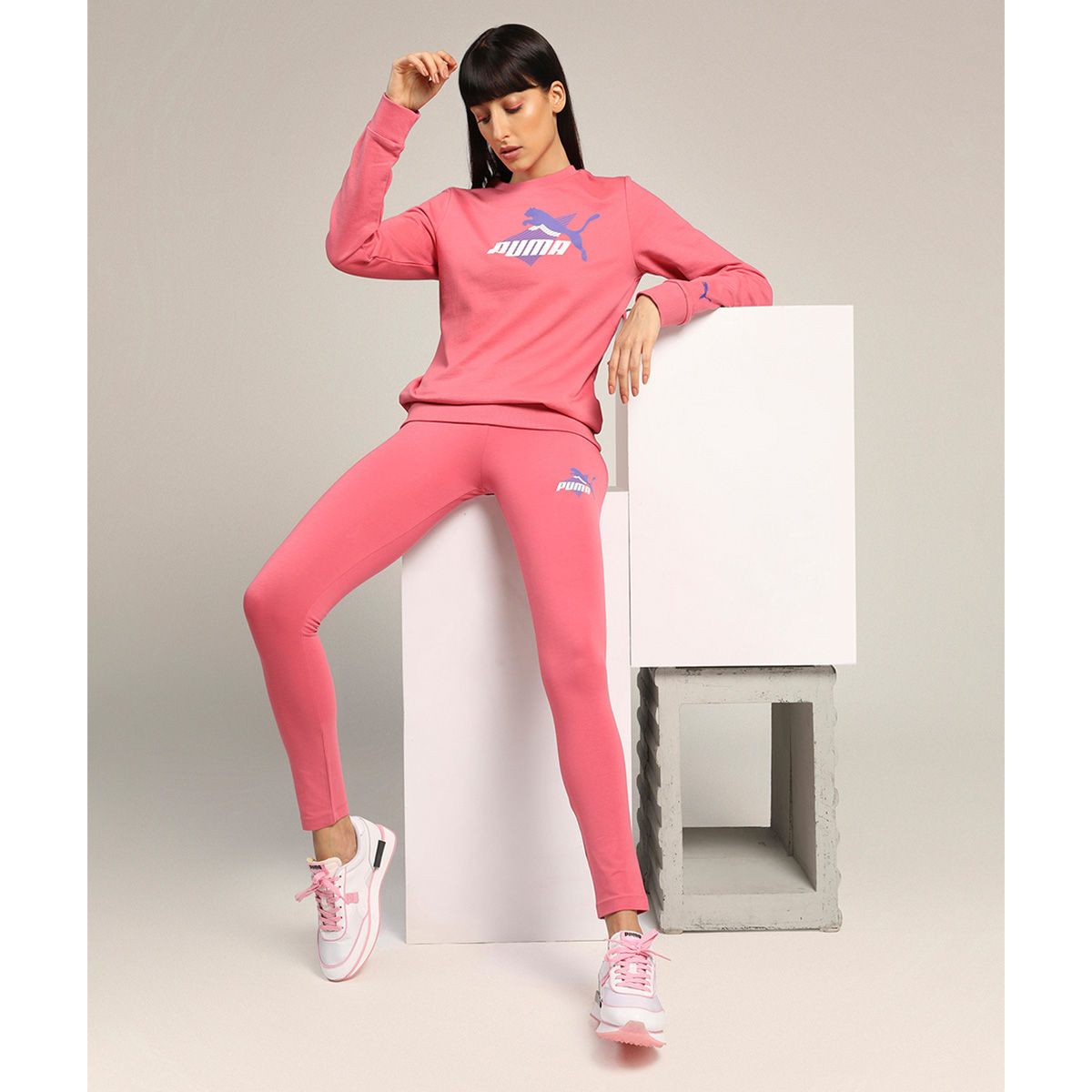 Buy Puma Slant Graphic Pink Leggings Online