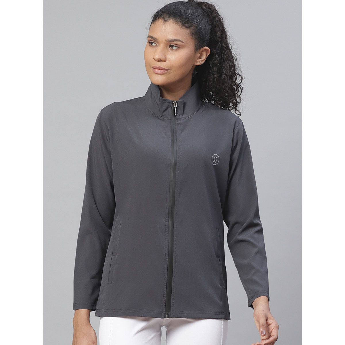 Buy CHKOKKO Women Sports Zipper Jacket -grey Online