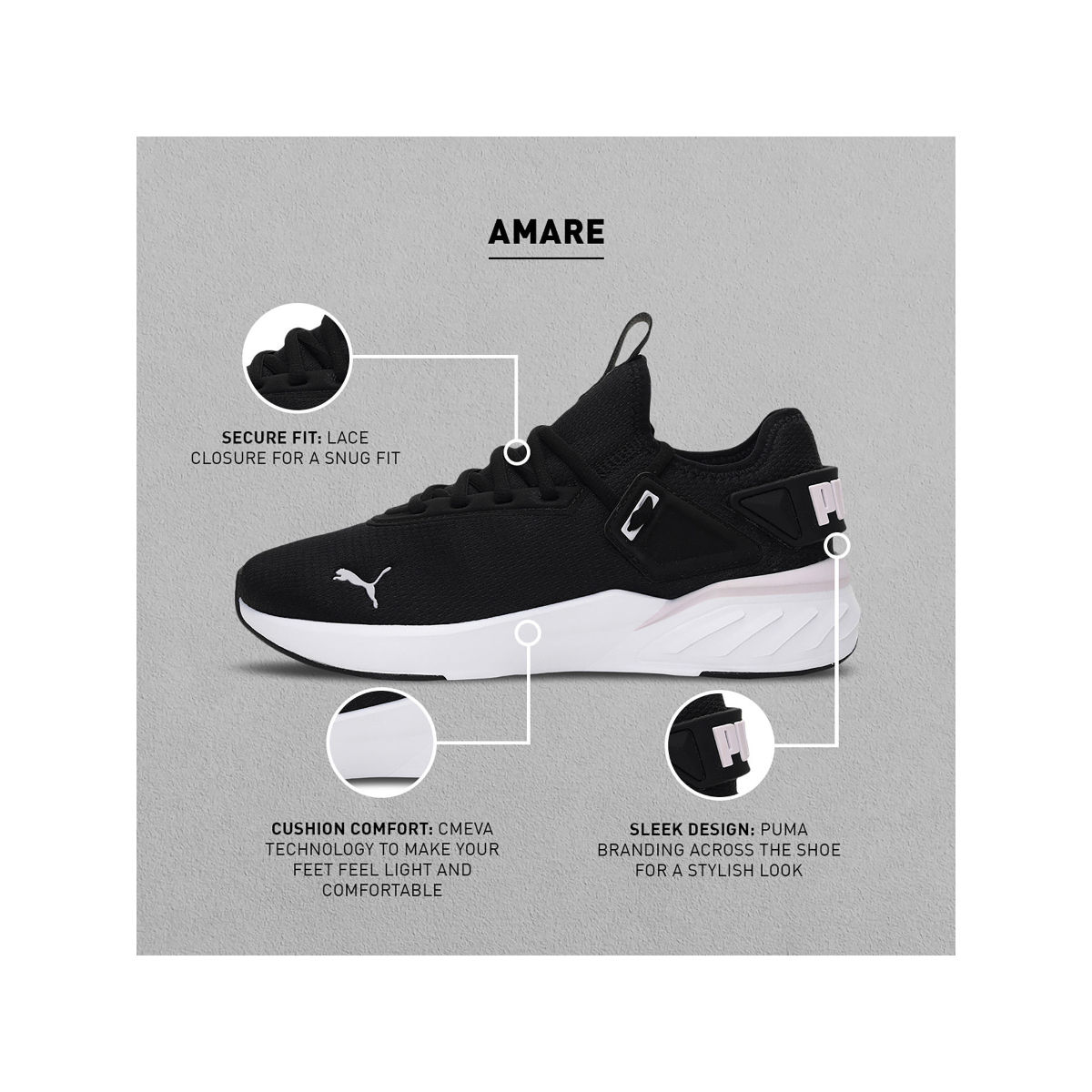 Buy Puma Amare Women Black Running Shoes Online