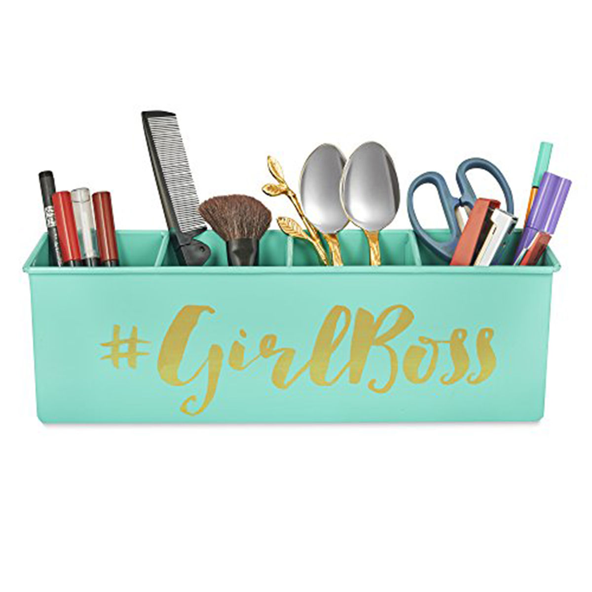 Buy Living With Elan Metal Girlboss Desk Organizer 4 Compartments Pen ...
