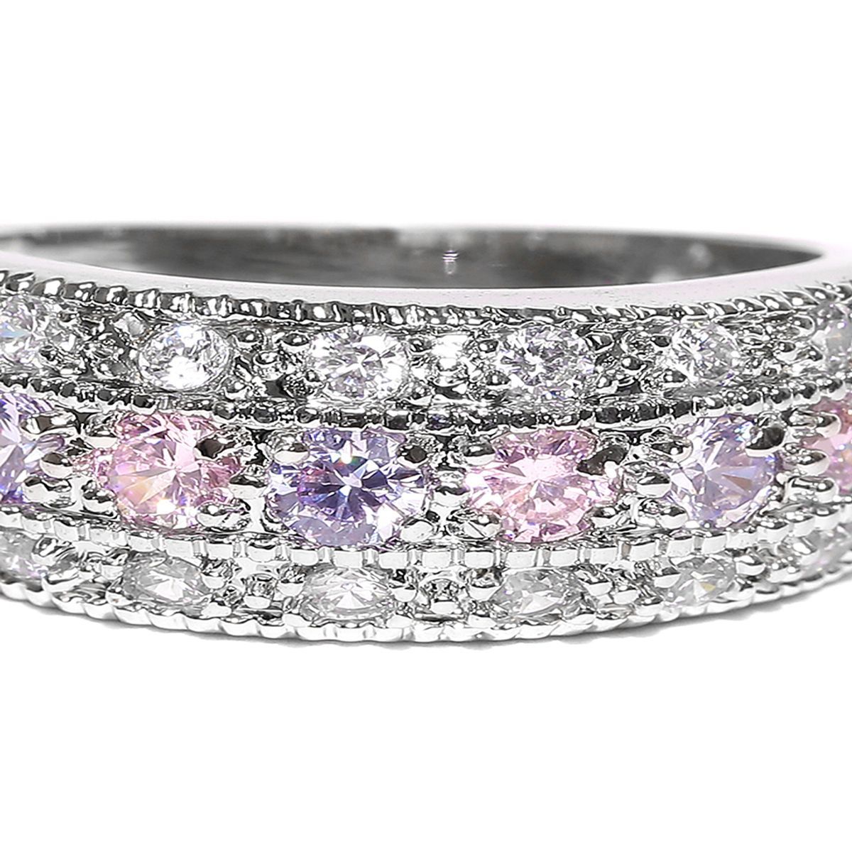 Fabula Jewellery Silver Broad Fashion Ring Band With Multicolour Cubic ...