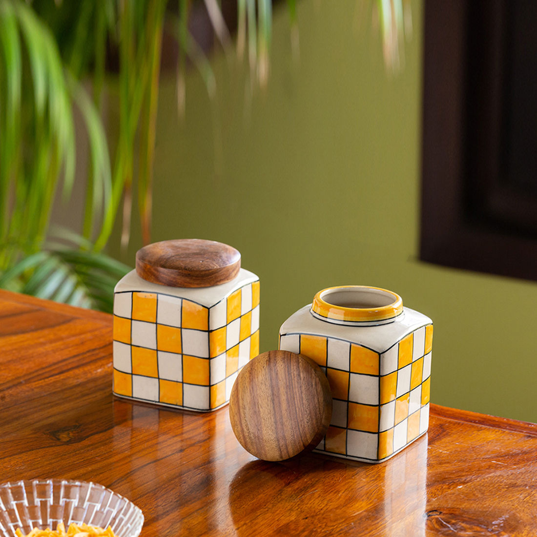 ExclusiveLane Shatranj Checkered Storage Jars & Containers (Airtight ...