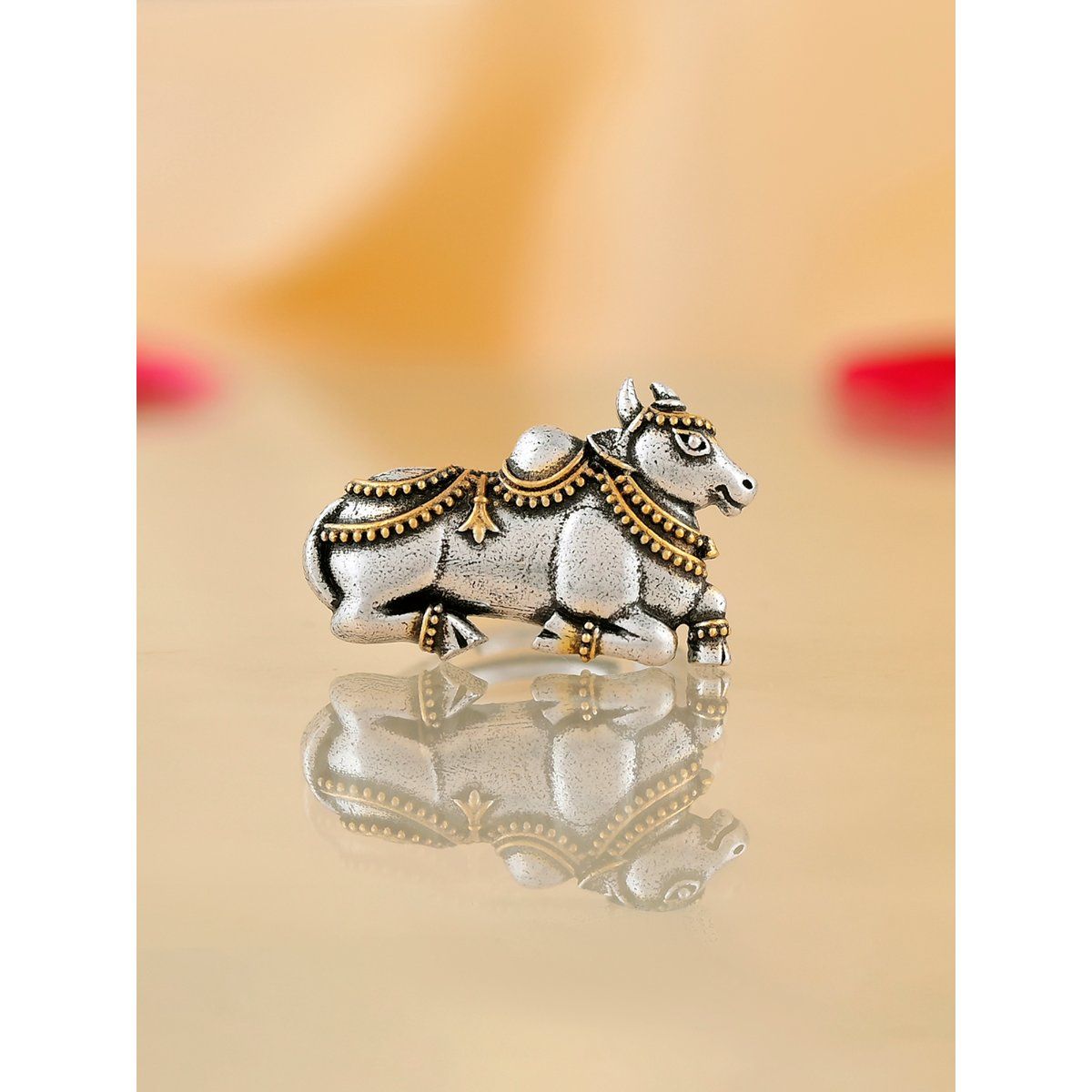 Buy Voylla Qasbah Nandi Oxidised Two Tone Statement Ring Online