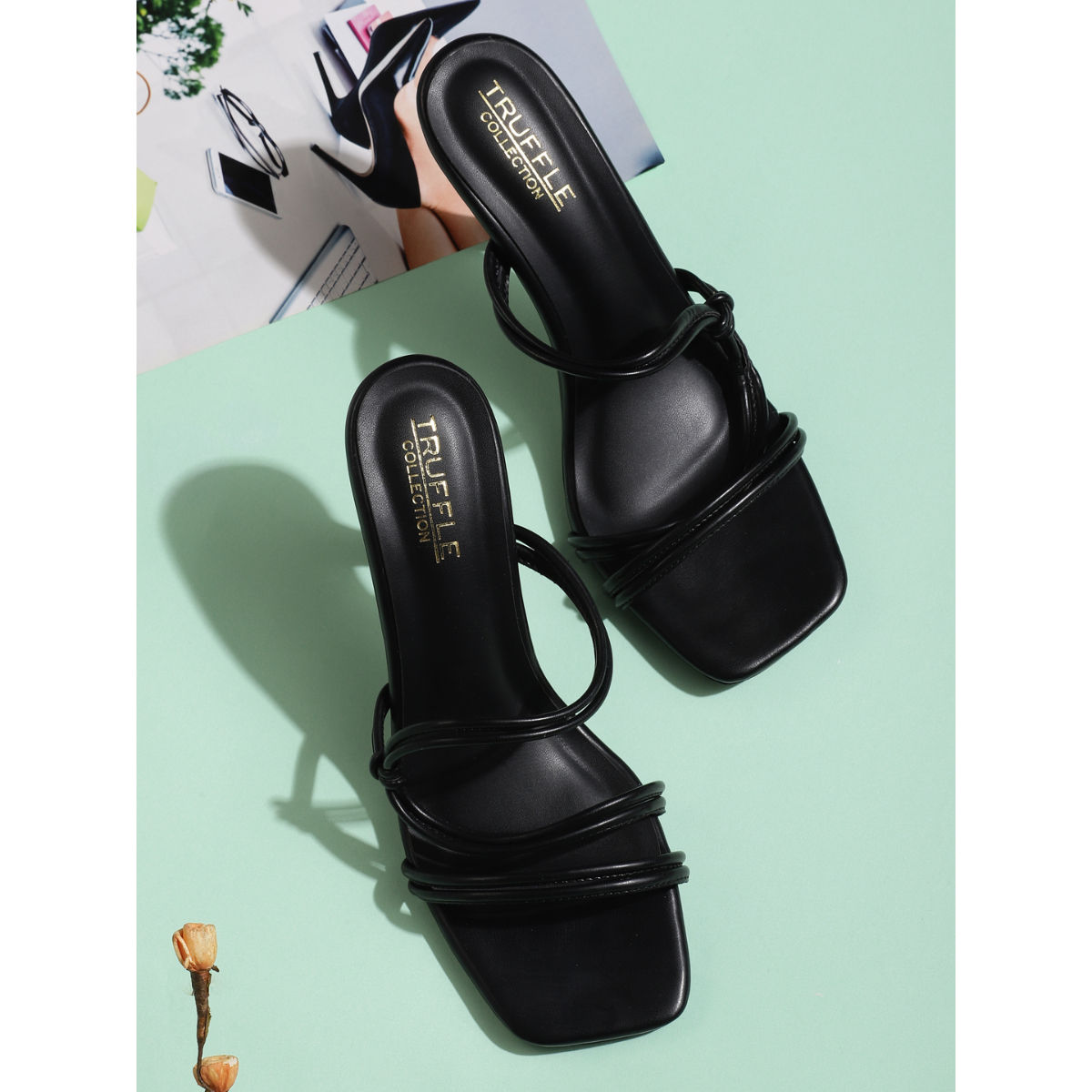 Buy Truffle Collection Black Solid Heels Online