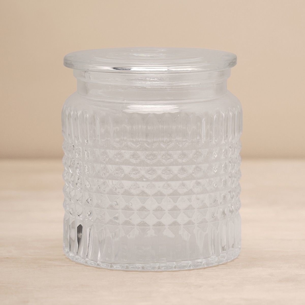 Buy Pure Home + Living Clear Diamond Texture Glass Cotton Jar with Lid ...