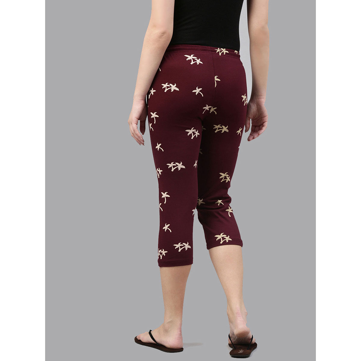 Buy Kryptic Maroon Printed Capris for Women Online