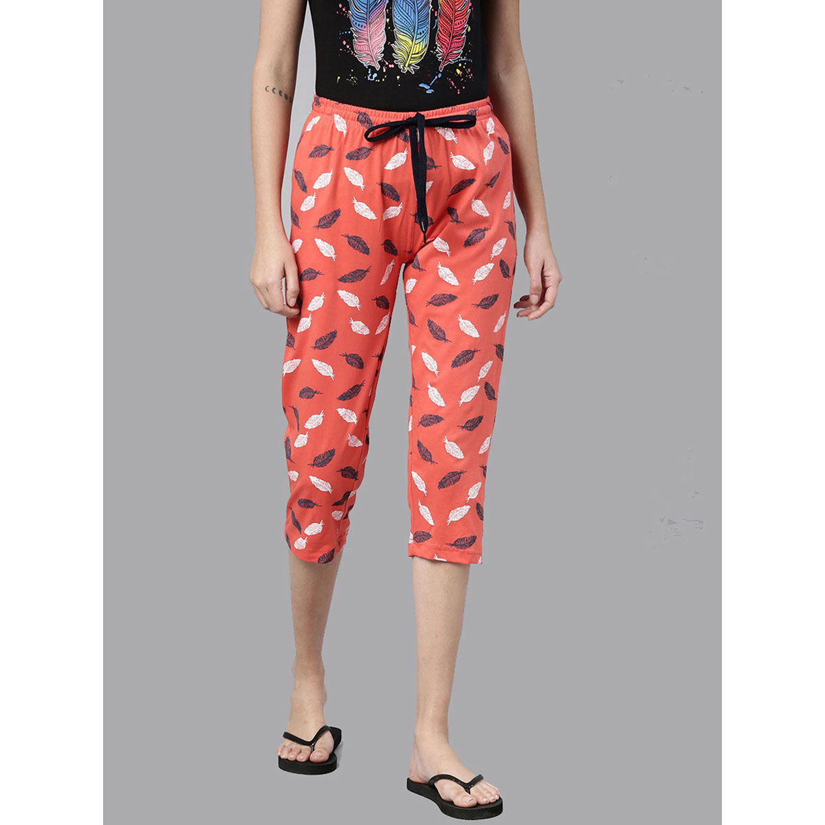 Kryptic Orange Printed Capris for Women: Buy Kryptic Orange Printed ...