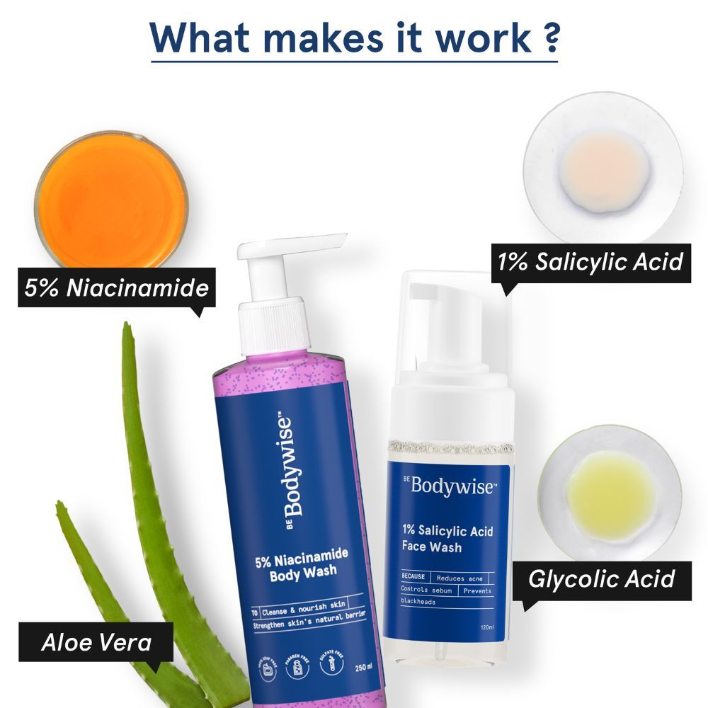 Be Bodywise 5% Niacinamide Body Wash + 1% Salicylic Acid Face Wash For ...