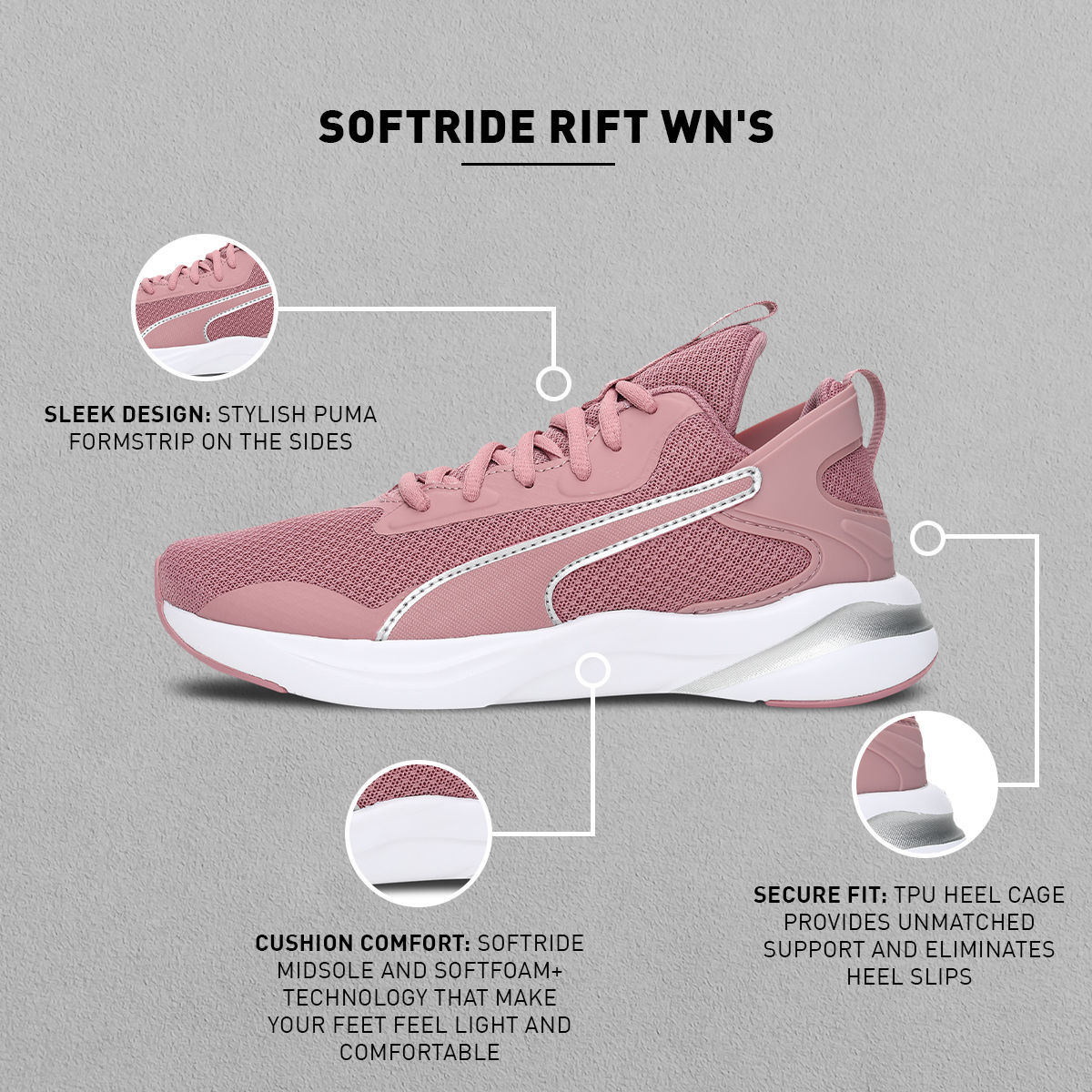 Buy Puma SOFTRIDE RIFT Women Pink Walking shoes Online