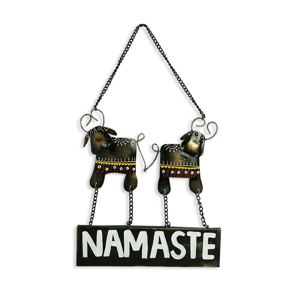Buy ExclusiveLane Namaste Hand-painted Cow' Wall Door Hanging In Iron ...