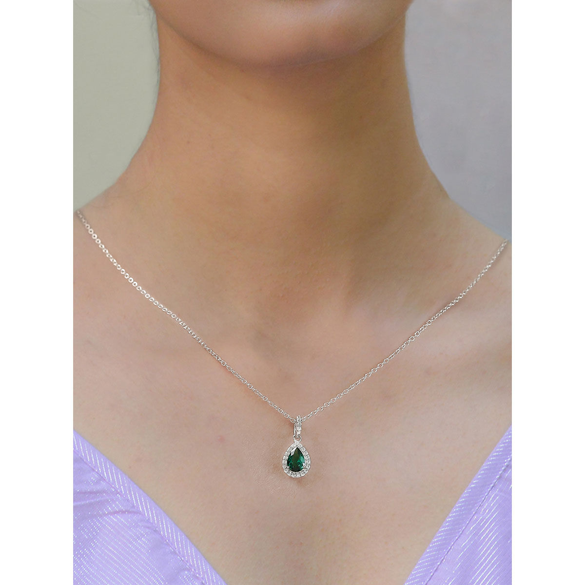 Buy Ornate Jewels 925 Starling Silver Emerald Necklace For Women Online