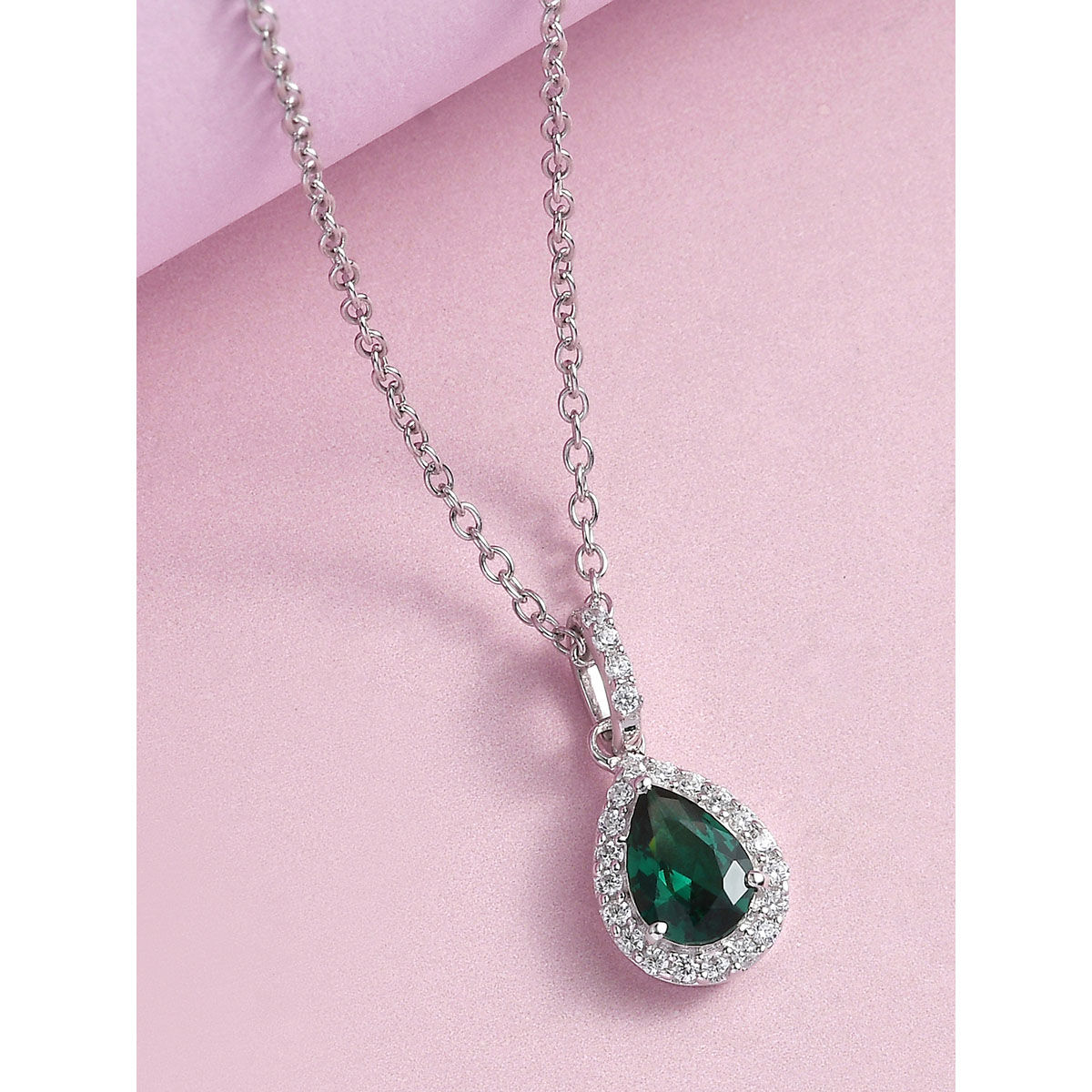 Buy Ornate Jewels 925 Starling Silver Emerald Necklace For Women Online