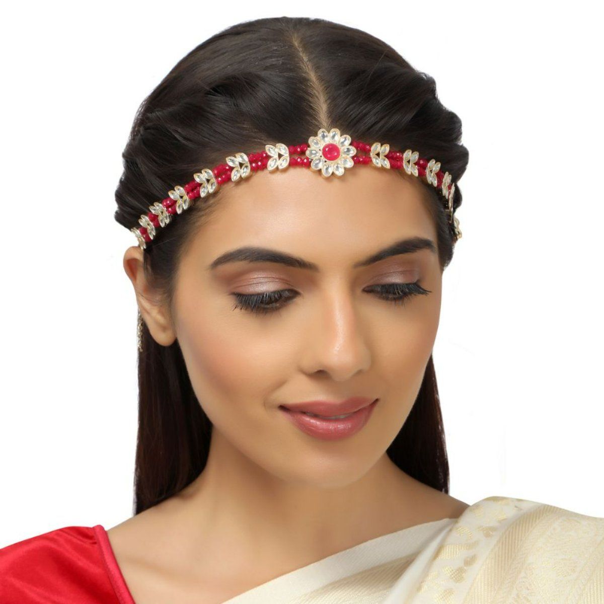 Buy Accessher Traditional Gold Plated Bridal Mathapatti Headband Online