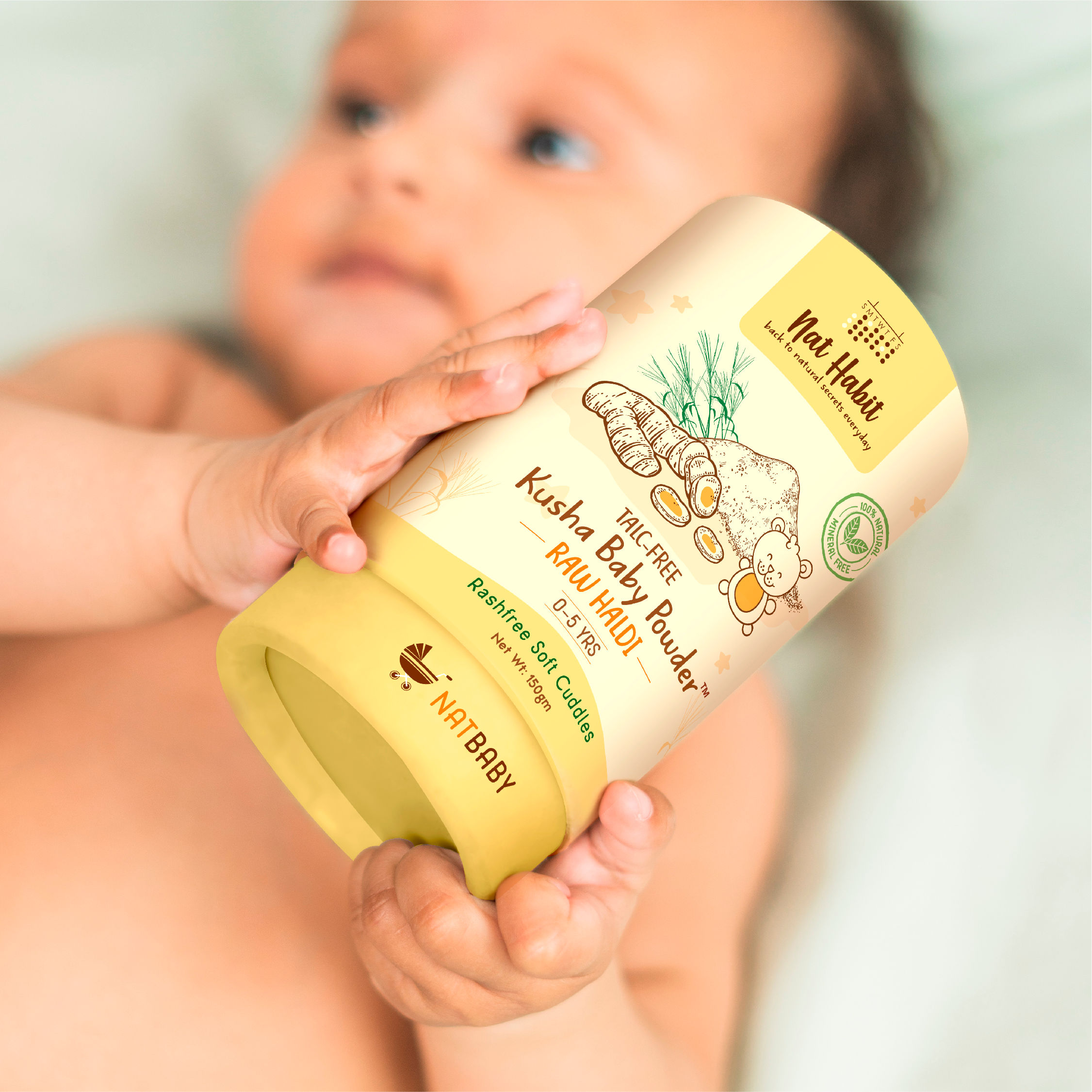 Buy Nat Habit Talc Free Natural Kusha Baby Powder with Raw Haldi Online