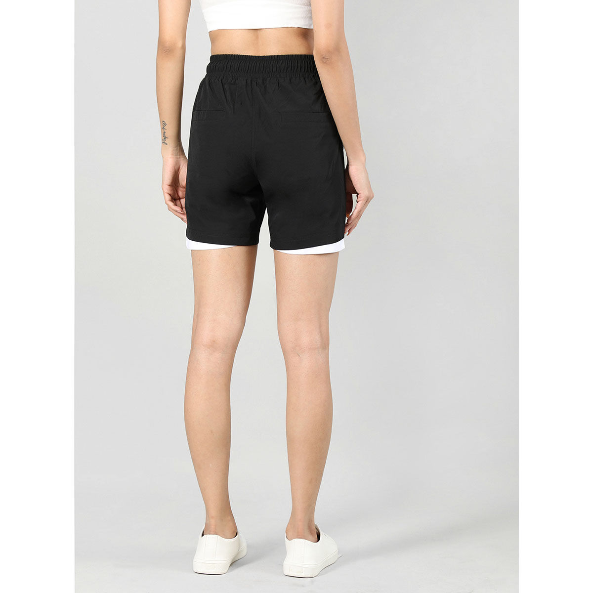 Buy CHKOKKO Solid Black Activewear Shorts for Women Online