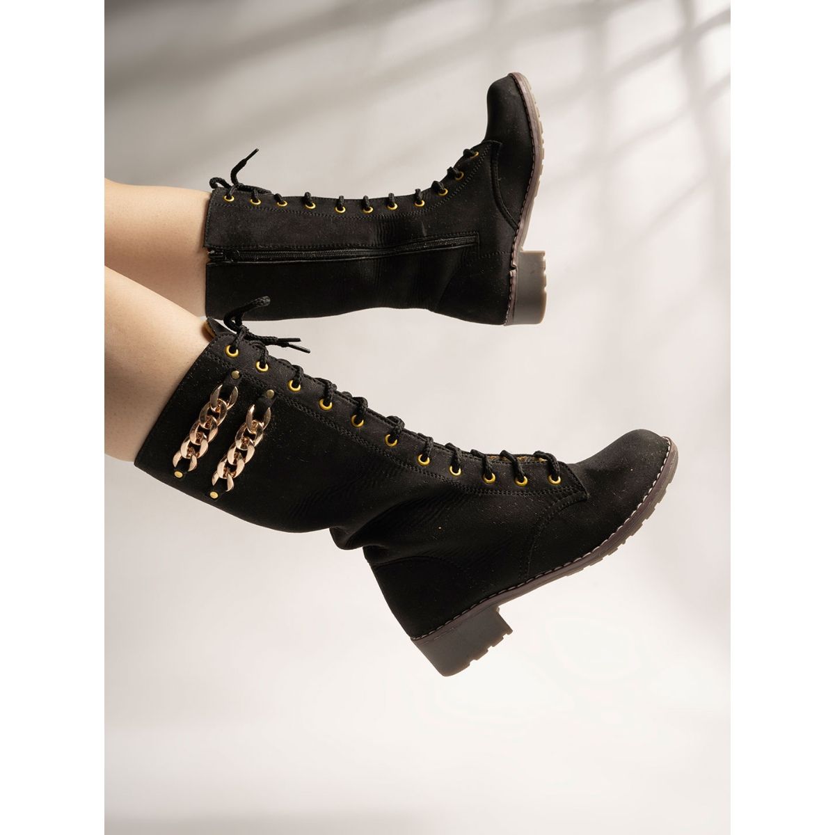 Buy Shoetopia Women Black Solid Boots Online