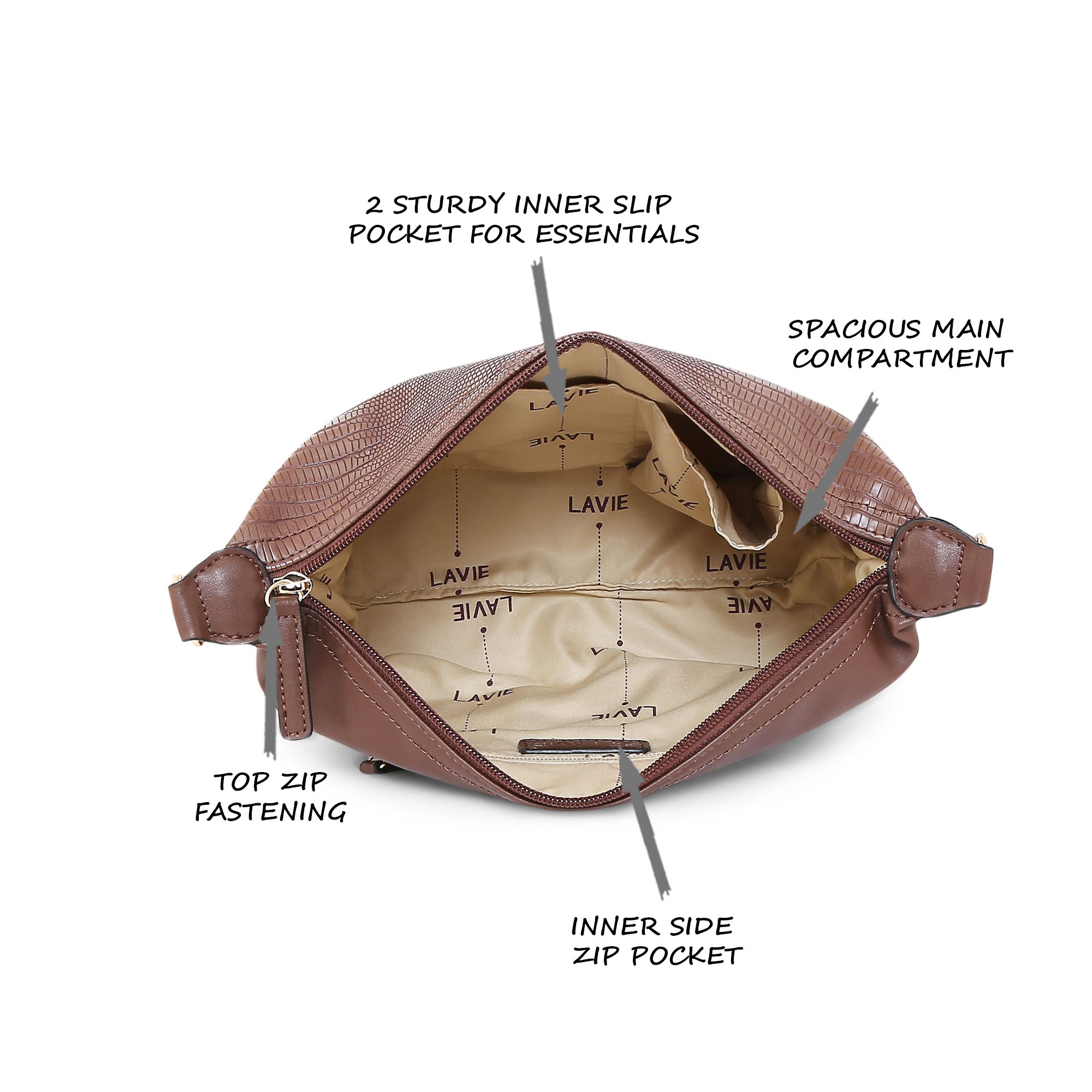 Lavie Moritz Csb Curve Textured Women's Sling (Choco): Buy Lavie Moritz ...