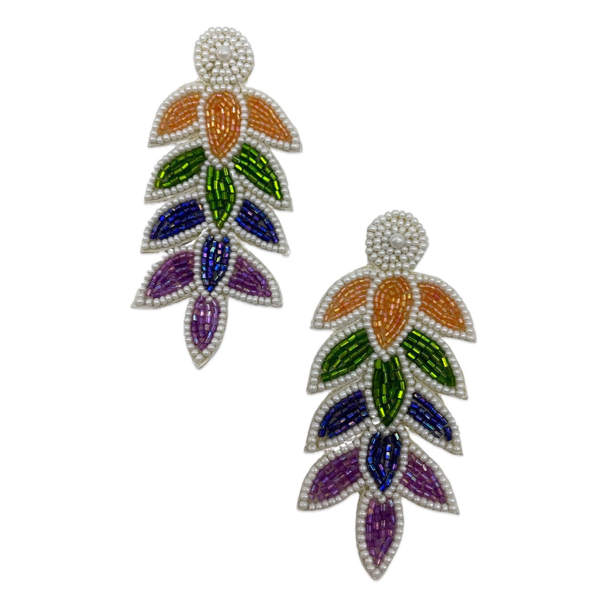 Digital Dress Room Colourful Beaded Leaf Flower Dangler Earring Design ...