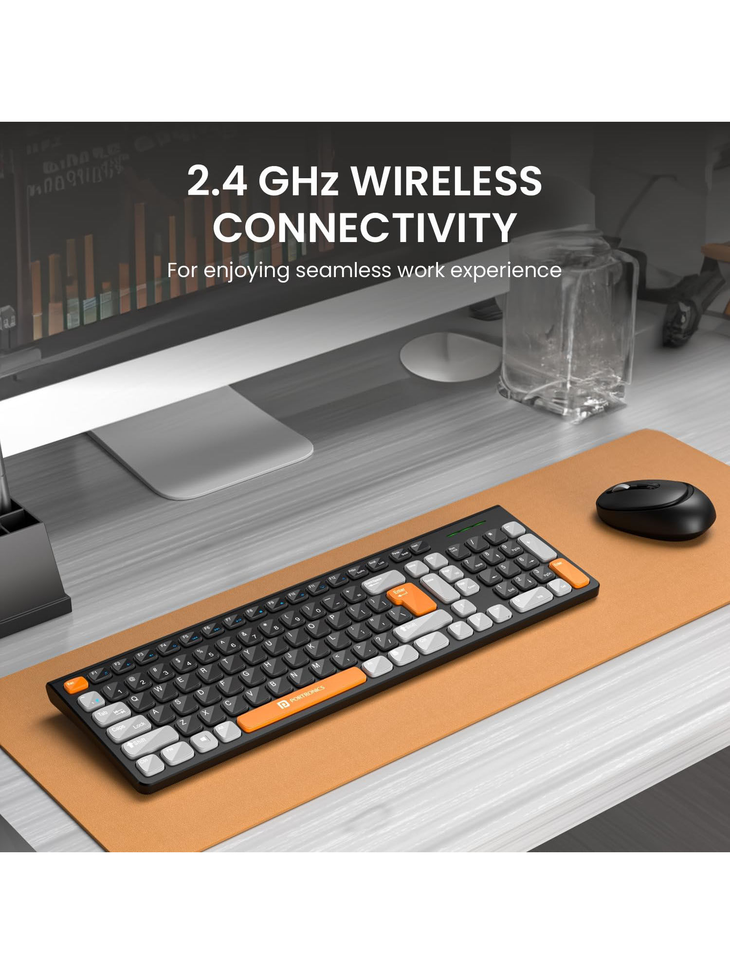 Buy Portronics Black And Orange Key7 Combo Wireless Keyboard And Mouse Online
