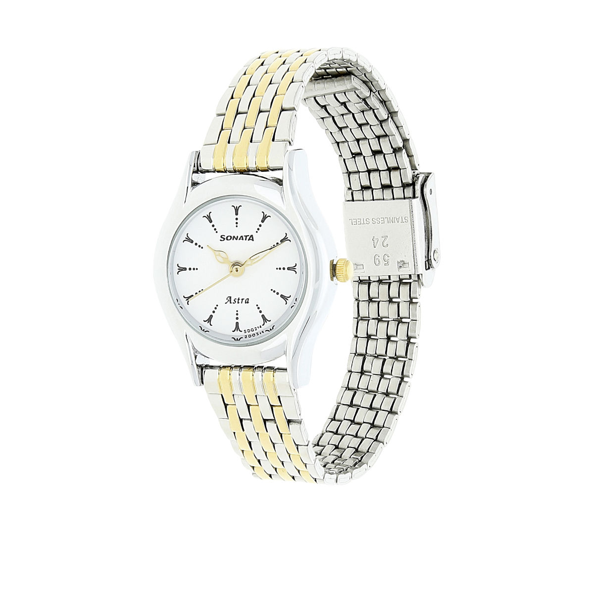 Buy Sonata White Dial Two Toned Stainless Steel Strap Watch Online