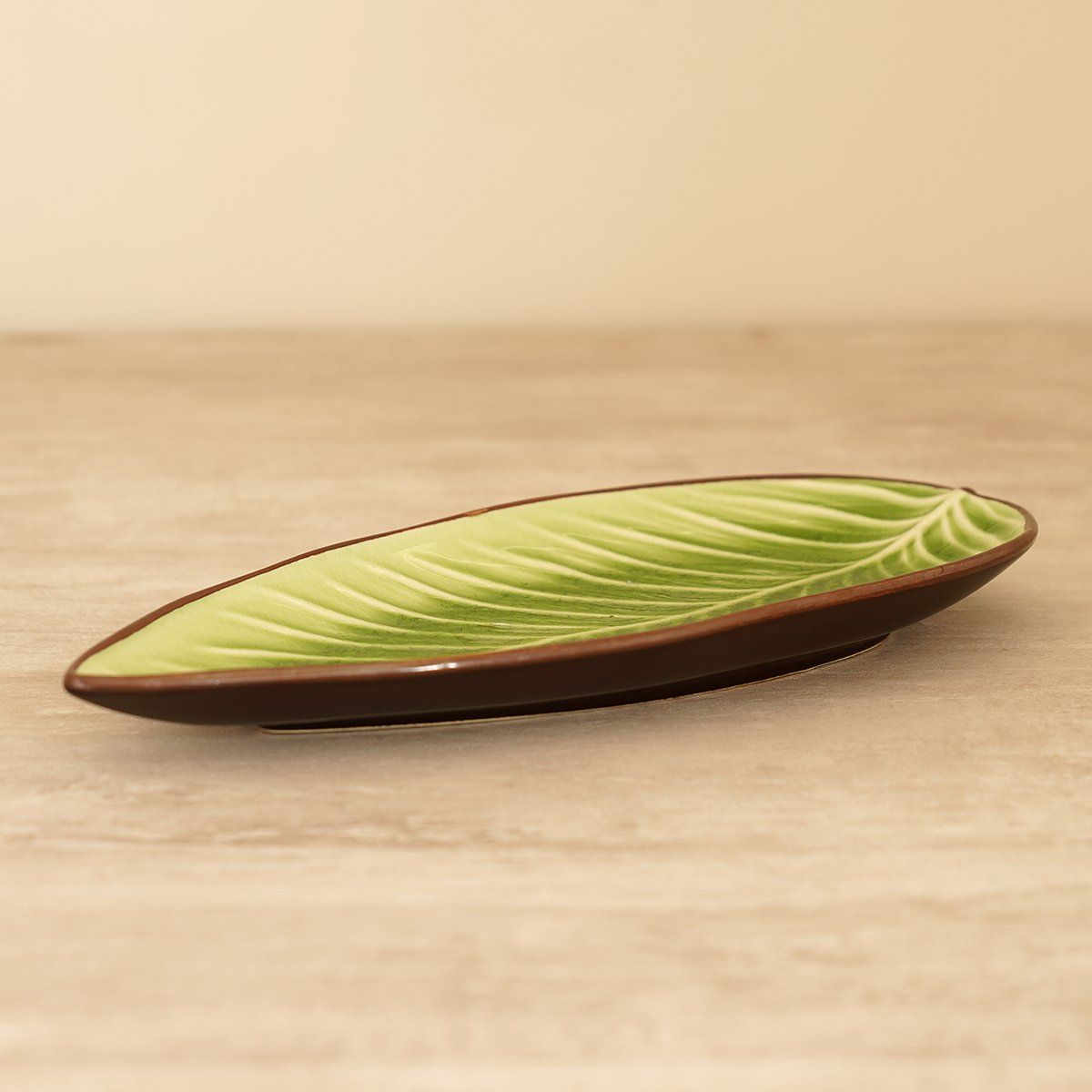 Pure Home + Living Light Green Crackled Ceramic Leaf Platter: Buy Pure ...