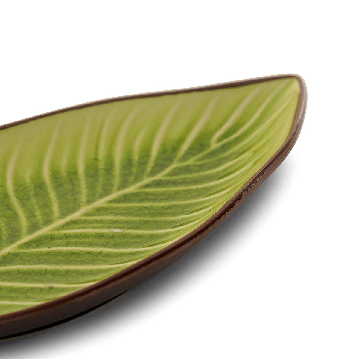 Pure Home + Living Light Green Crackled Ceramic Leaf Platter: Buy Pure ...