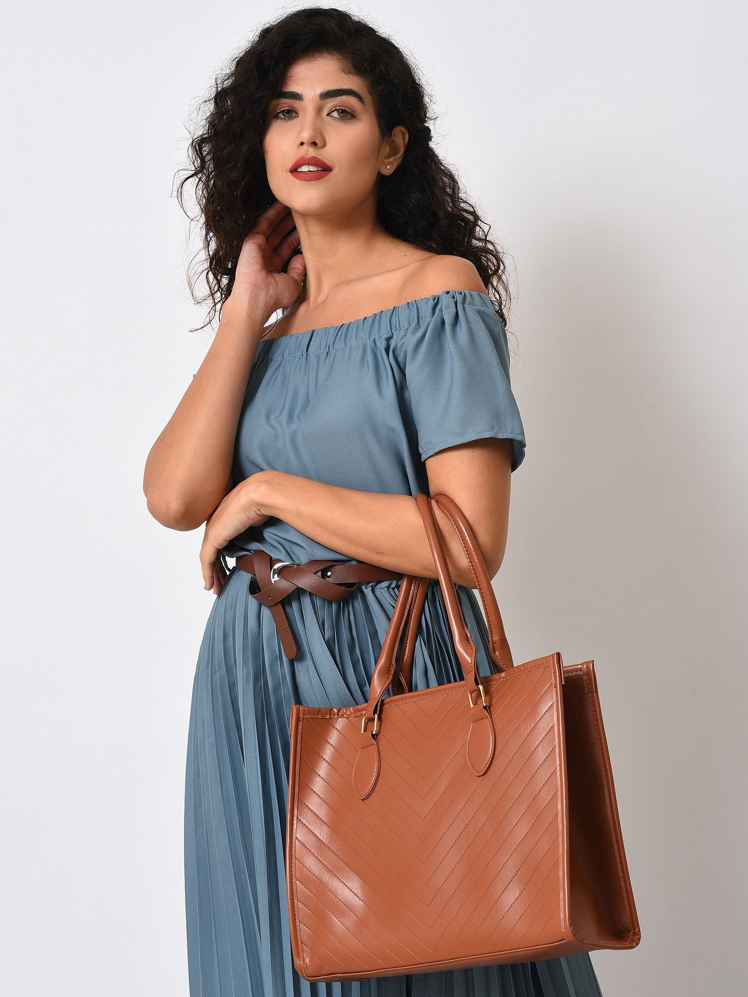 Buy Haute Sauce Women Tan Textured Pu Structured Shoulder Bag Online