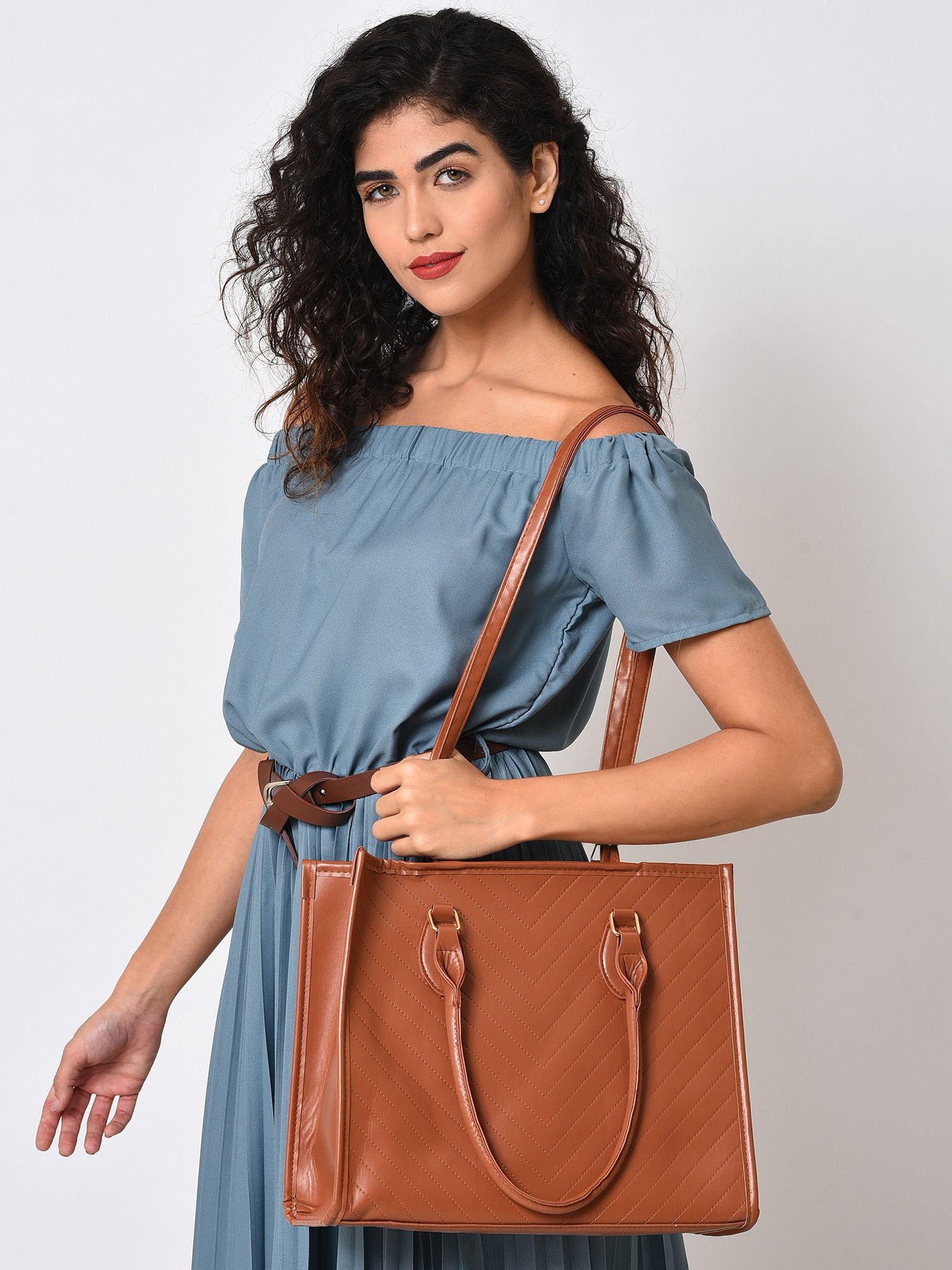 Buy Haute Sauce Women Tan Textured Pu Structured Shoulder Bag Online