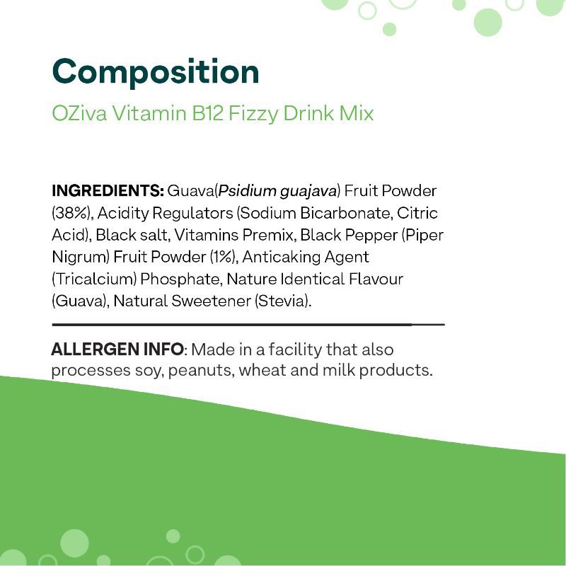 Oziva Vitamin B Complex Fizzy Drink Mix For Holistic Health - Guava ...