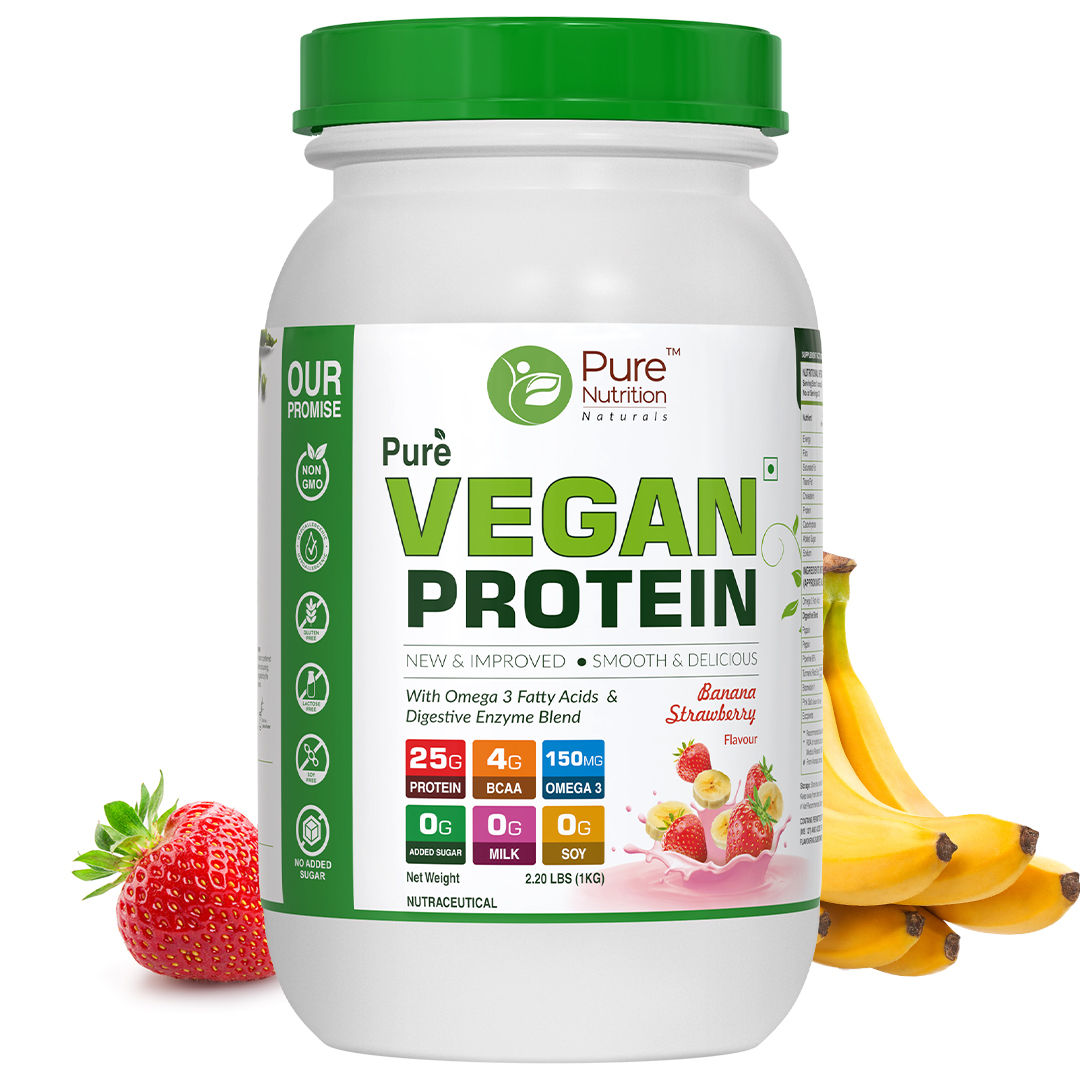 Buy Pure Nutrition Vegan Protein - Banana Strawberry Flavour, for ...