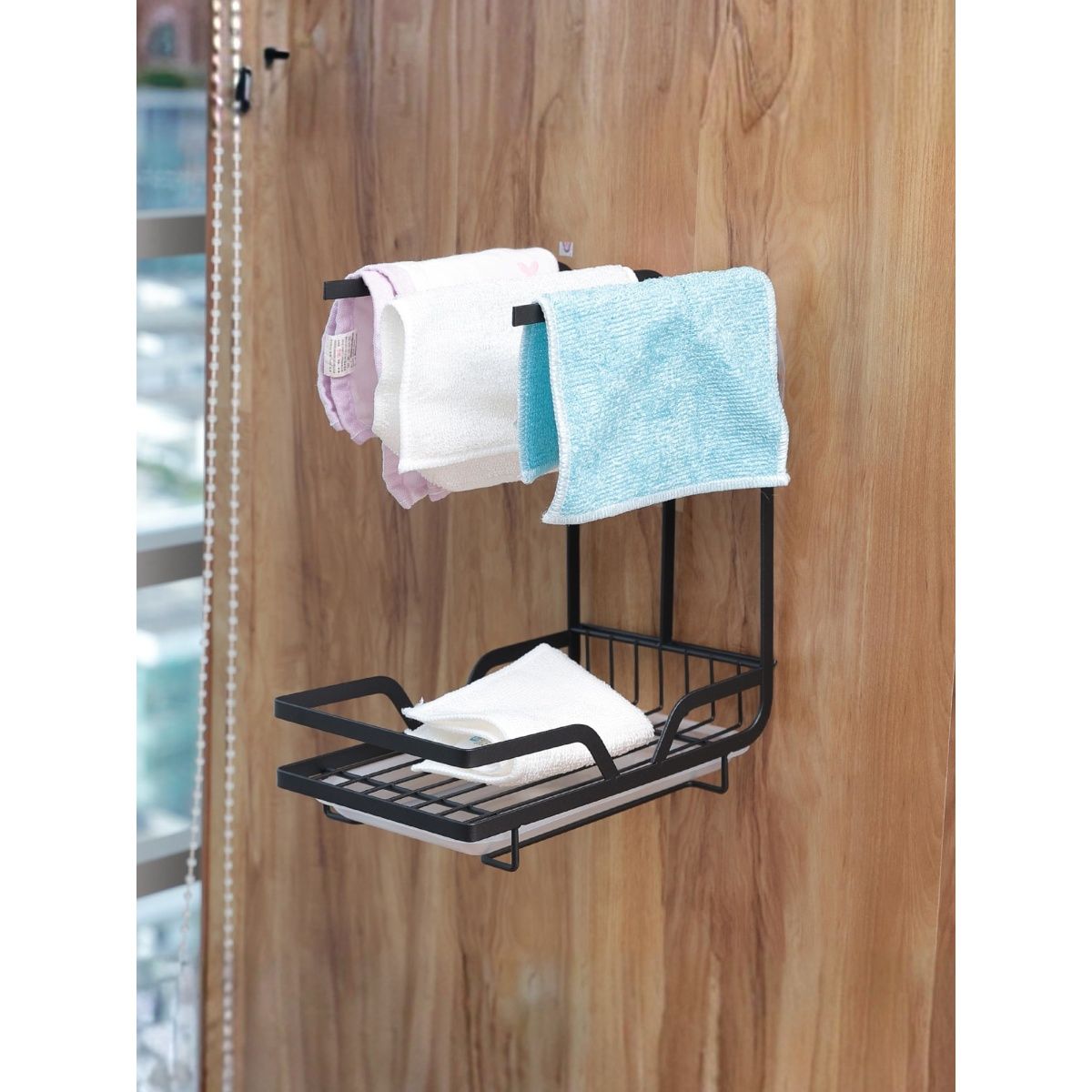 Buy USHA SHRIRAM Set of 2 Rag Rack desktop wallmounted Black Online