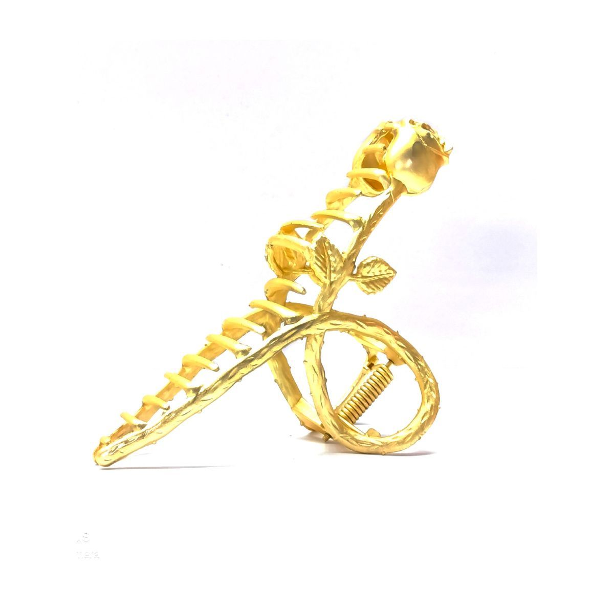 OOMPH Gold Tone Big Floral Rose with Stem Design Hair Claw Clip: Buy ...