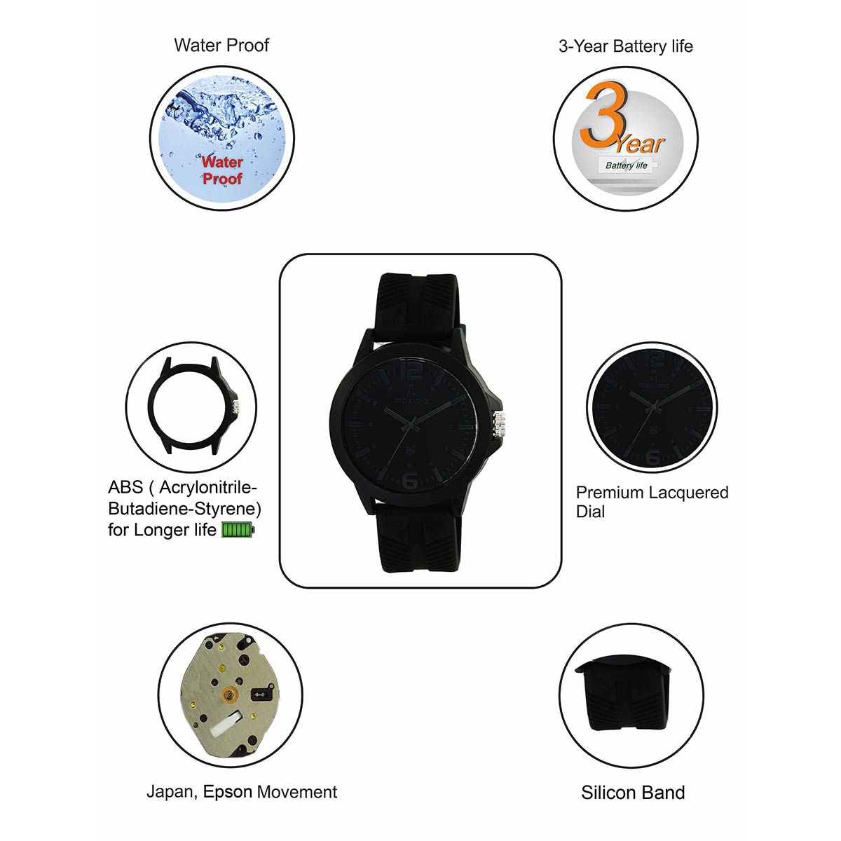 Buy PA Maxima Aqua Analog Watch for Men in Black Dial Color Online