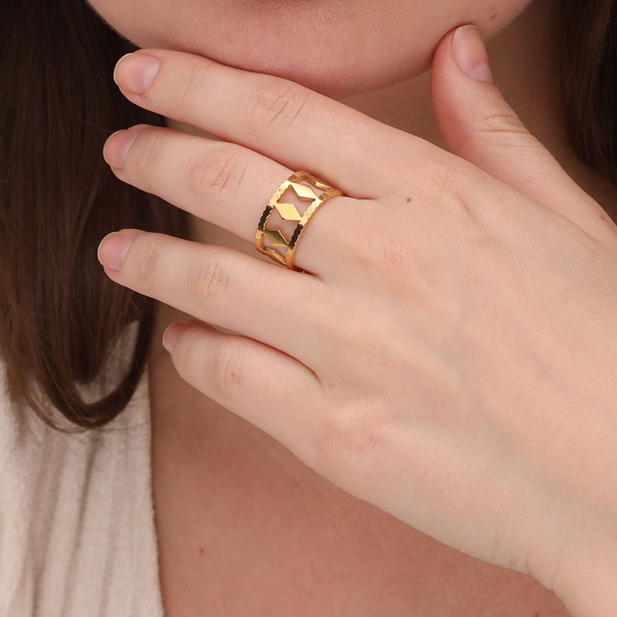 Buy Palmonas 18k Gold Plated Triangles Ridge Ring for Women Online