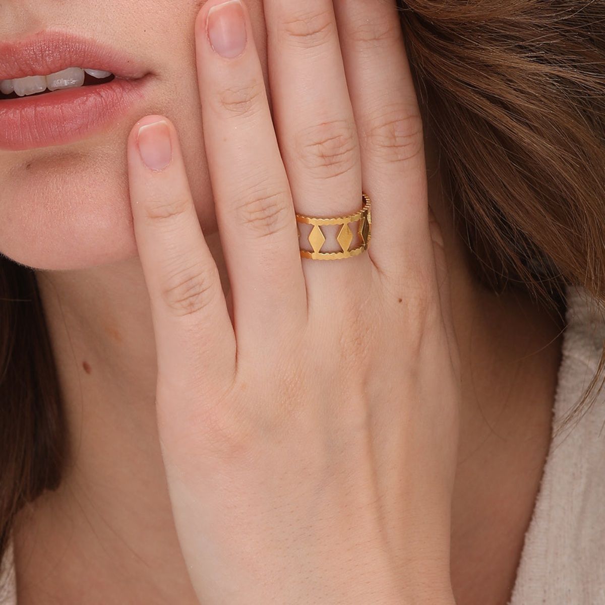 Buy Palmonas 18k Gold Plated Triangles Ridge Ring for Women Online