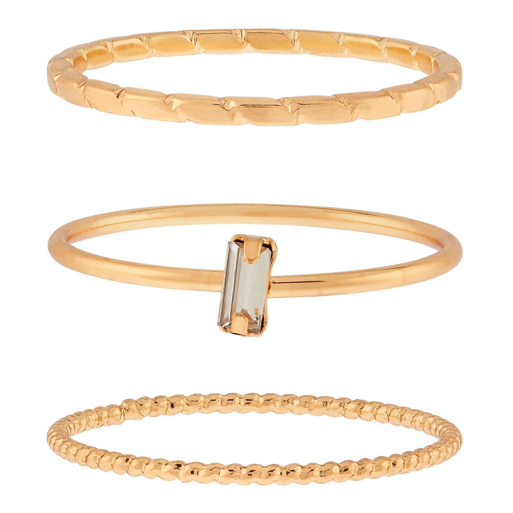 Buy Accessorize London Women's 3 pack Crystal Stacking Ring Set Online