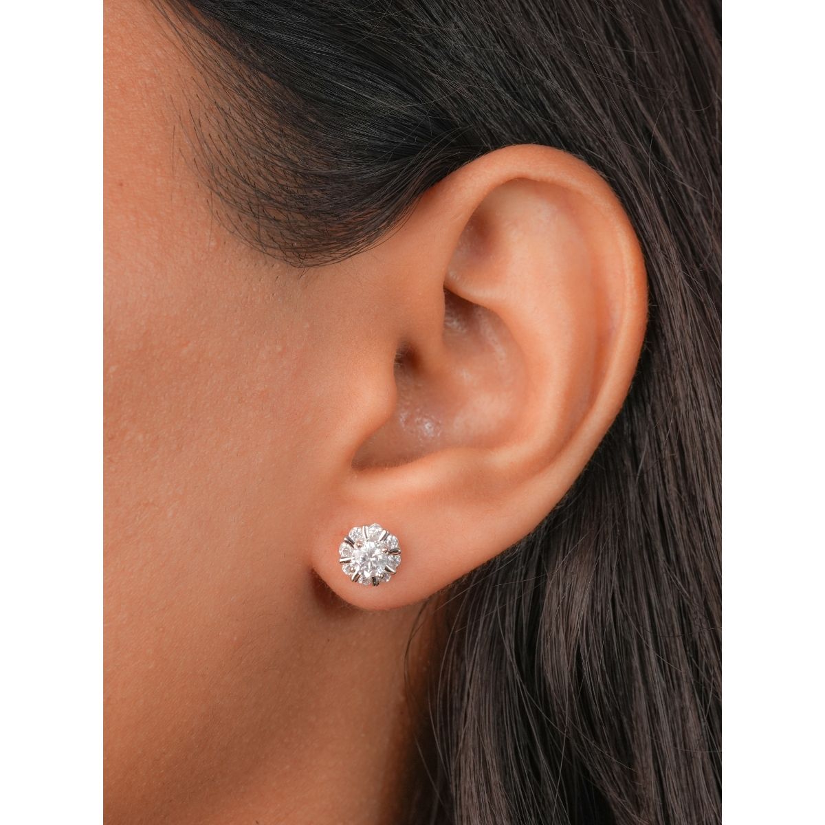 Buy Johori Tiny Round Zircon Silver Studs Earrings Online