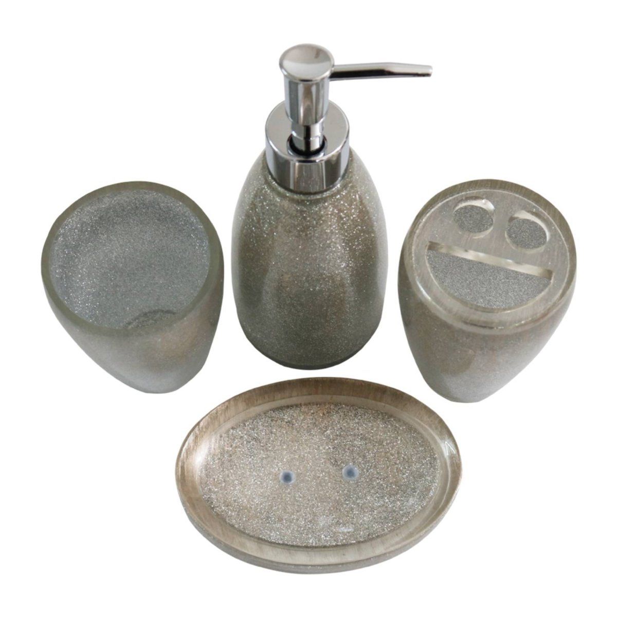 Shresmo Bathroom Set 4 Piece, Grey Polyresin Bath Set Collection: Buy ...