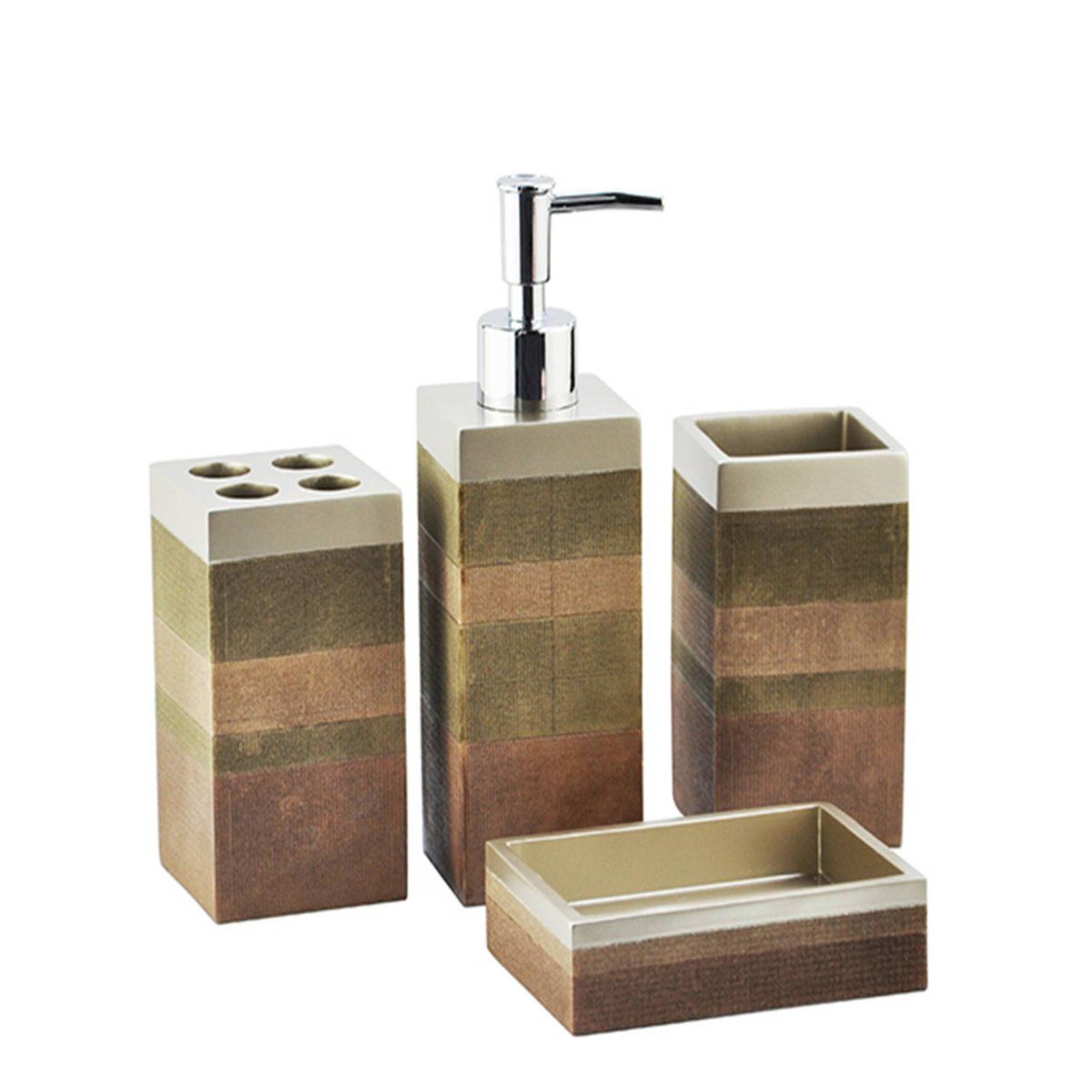 Shresmo Bathroom Set 4 Piece, Multi Color Polyresin Bath Set Collection ...