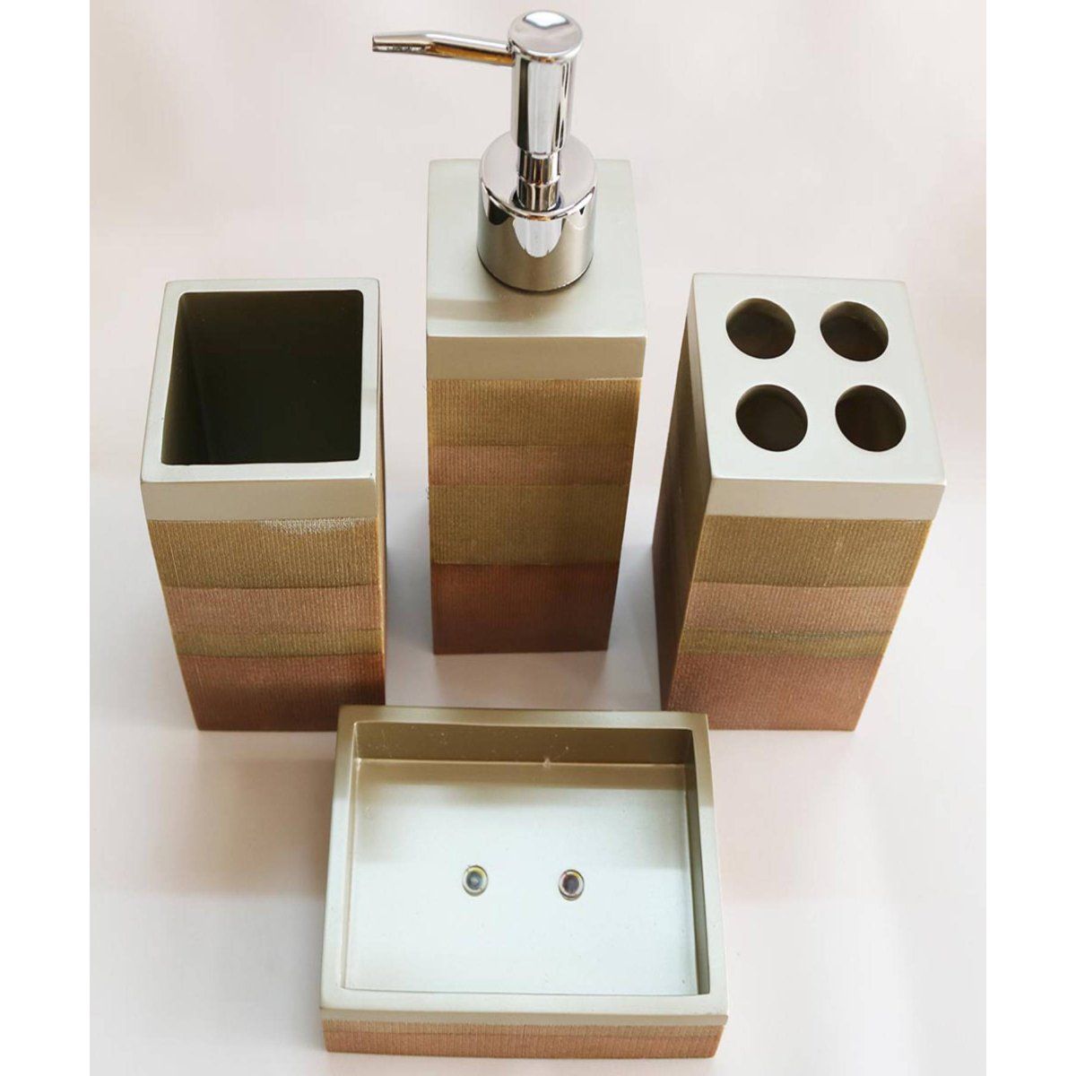 Shresmo Bathroom Set 4 Piece, Multi Color Polyresin Bath Set Collection ...